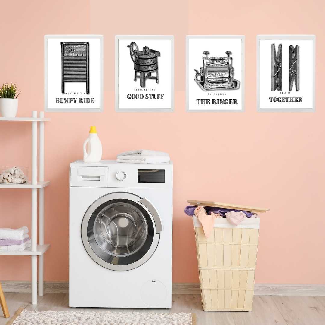 A Set Of Four Vintage Laundry Room Prints - The Fifth Sparrow No More