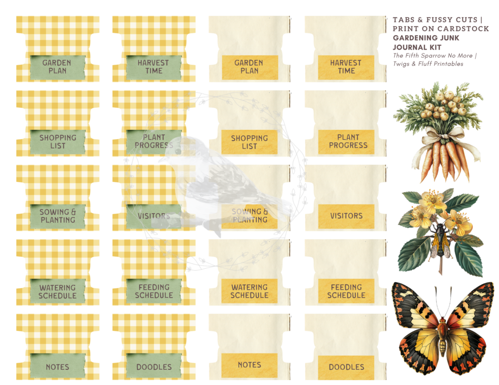 Vintage Garden Junk Journal Kit Printable - The Fifth Sparrow No More
