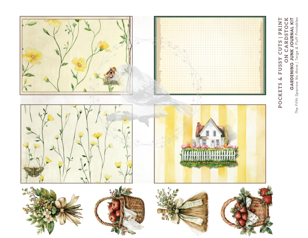Vintage Garden Junk Journal Kit Printable - The Fifth Sparrow No More