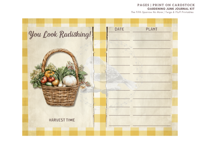 Vintage Garden Junk Journal Kit Printable - The Fifth Sparrow No More