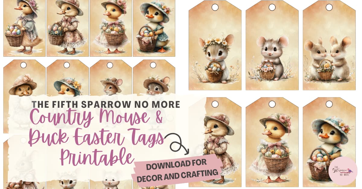 Printable Easter Gift Tags – Country Mouse & Duck Vintage Watercolor ...
